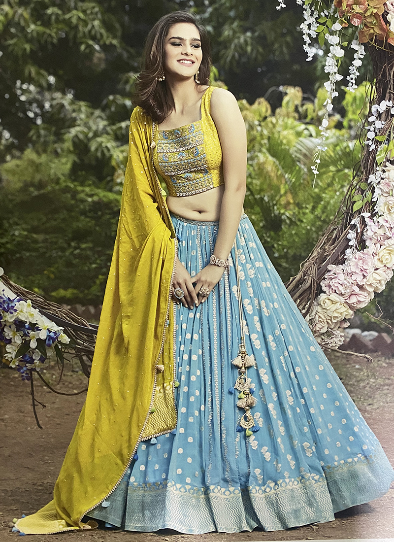 Fancy Heavy Fabric Hand Work Stunning Look Latest Designer Lehenga