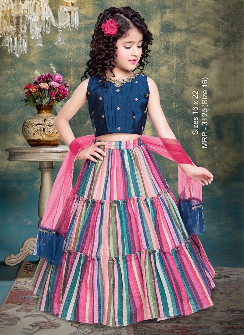Multi Color Party Wear Readymade Kids Lehenga Choli (Set Of 4 Pcs) Catalog