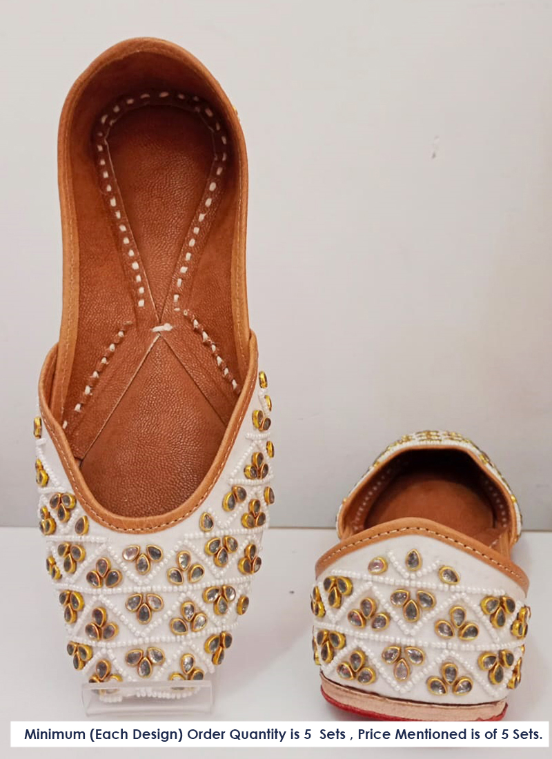 New Stone And Moti Studded White Jutti Online Shopping (Set Of 5 Size ...