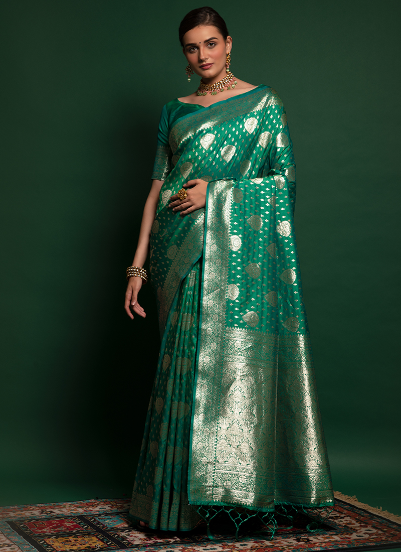 Weaving Zari And Thread Work Heavy Silk Designer Sarees Collection Catalog