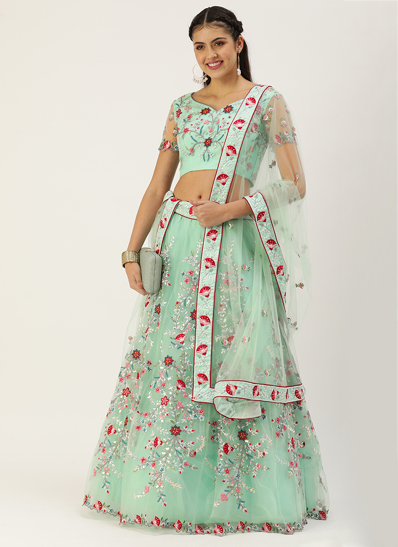 New Designer Fancy Embroidery Georgette And Net Lehenga Cholis ...