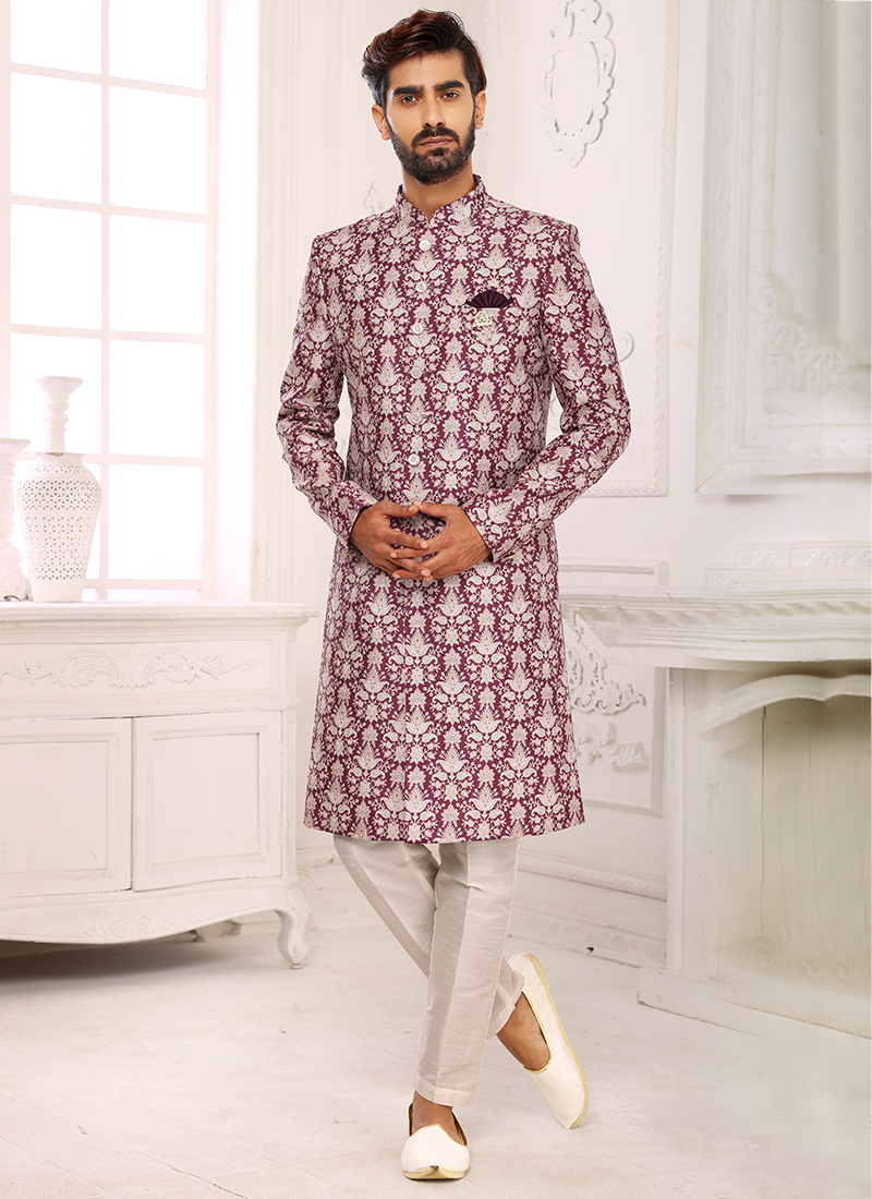 Imported Jacquard Readymade Mens Nawabi Indo Western Collection Catalog