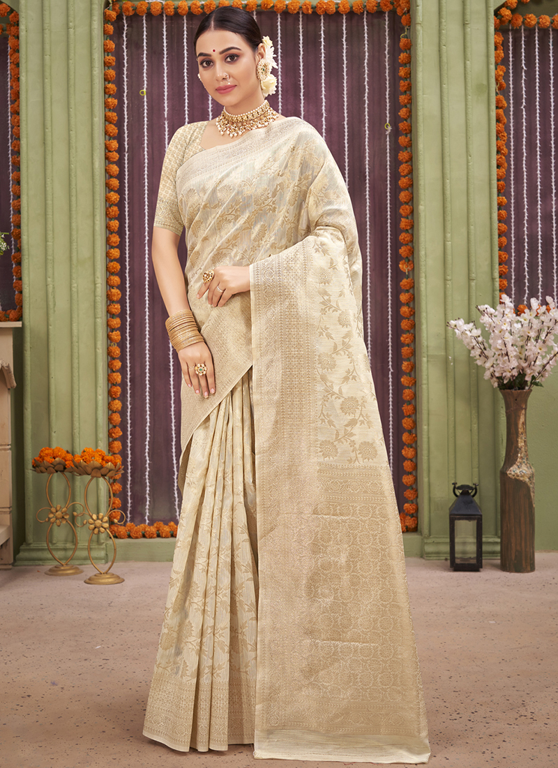 Rajnigandha Exclusive Designer Fancy Linen Sarees Collection Catalog
