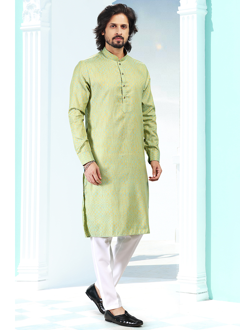 Buy Traditional Wear Pista Green Weaving Silk Kurta Pajama Online From ...