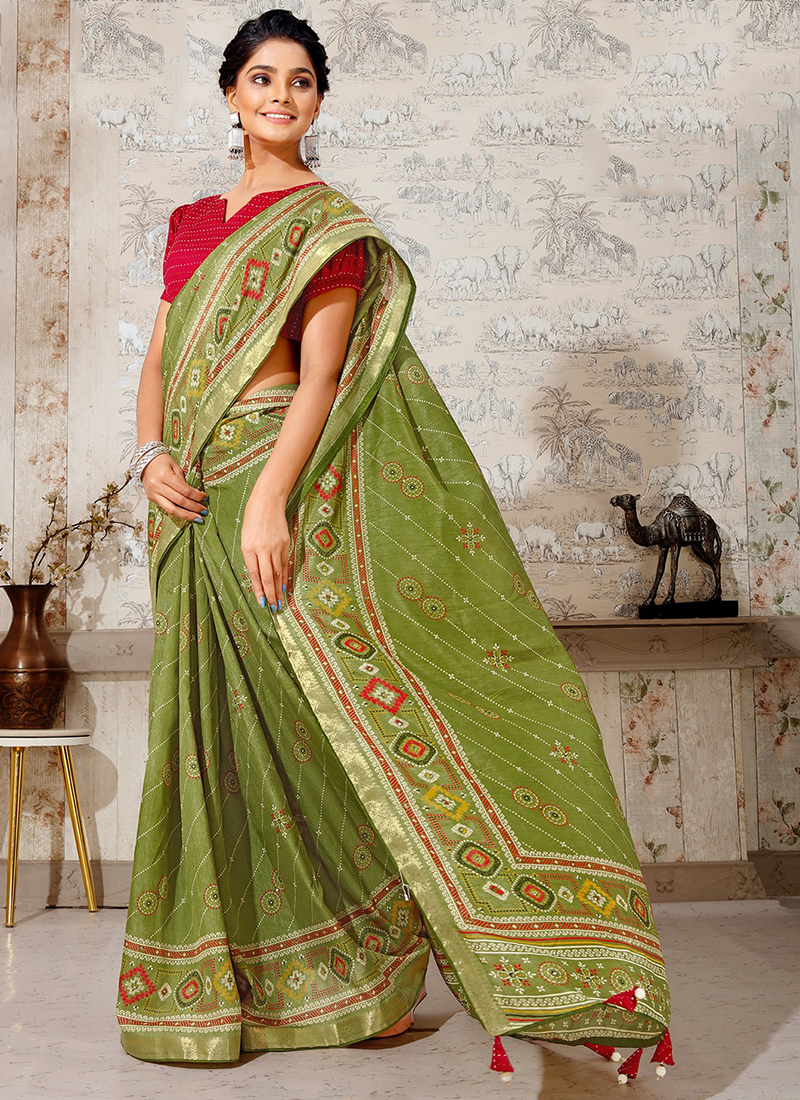 Bandhej 11 Dola Silk Wholesale Mirror Work Sarees 7 Pieces Catalog Catalog