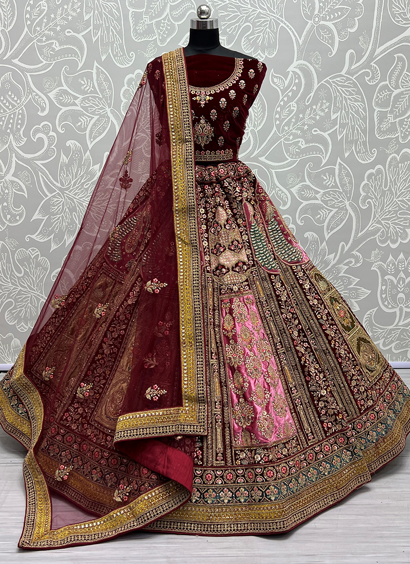 A2541 Velvet Wholesale Bridal Lehenga Cholis 3 Pieces Catalog Catalog