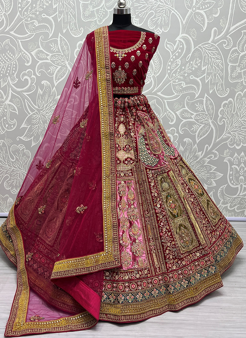 A2541 Velvet Wholesale Bridal Lehenga Cholis 3 Pieces Catalog Catalog