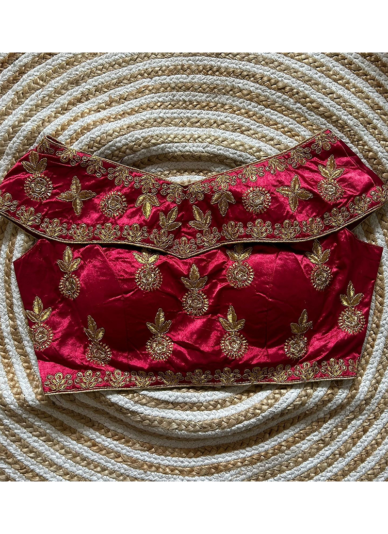 Buy Wedding Wear Pink Hand work Silk Blouse Online From Surat Wholesale ...