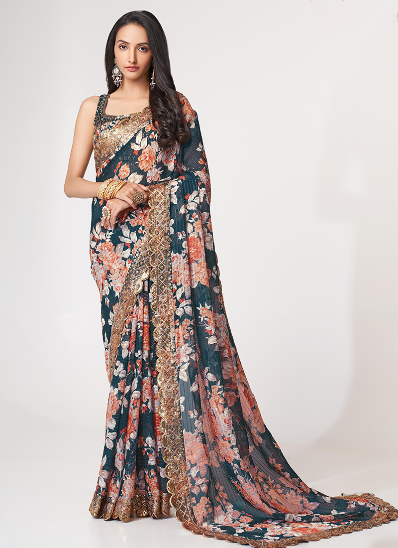 Floral Sarees Vol 1 Organza Wholesale Sarees 9 Pieces Catalog Catalog