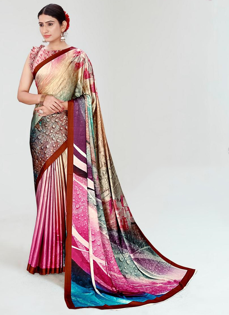 Signature Digital Japan Satin Wholesale Sarees 8 Pieces Catalog Catalog