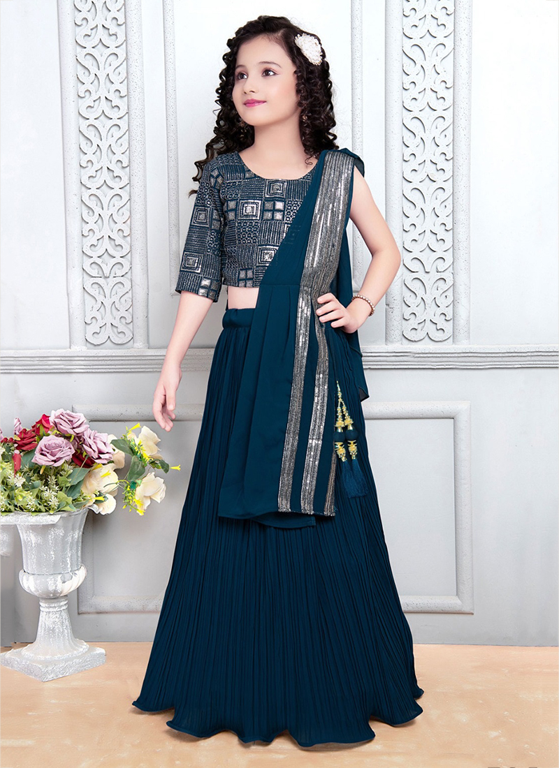 Aaradhna Vol 38 Georgette Wholesale Kids Lehenga Cholis 5 Pieces ...