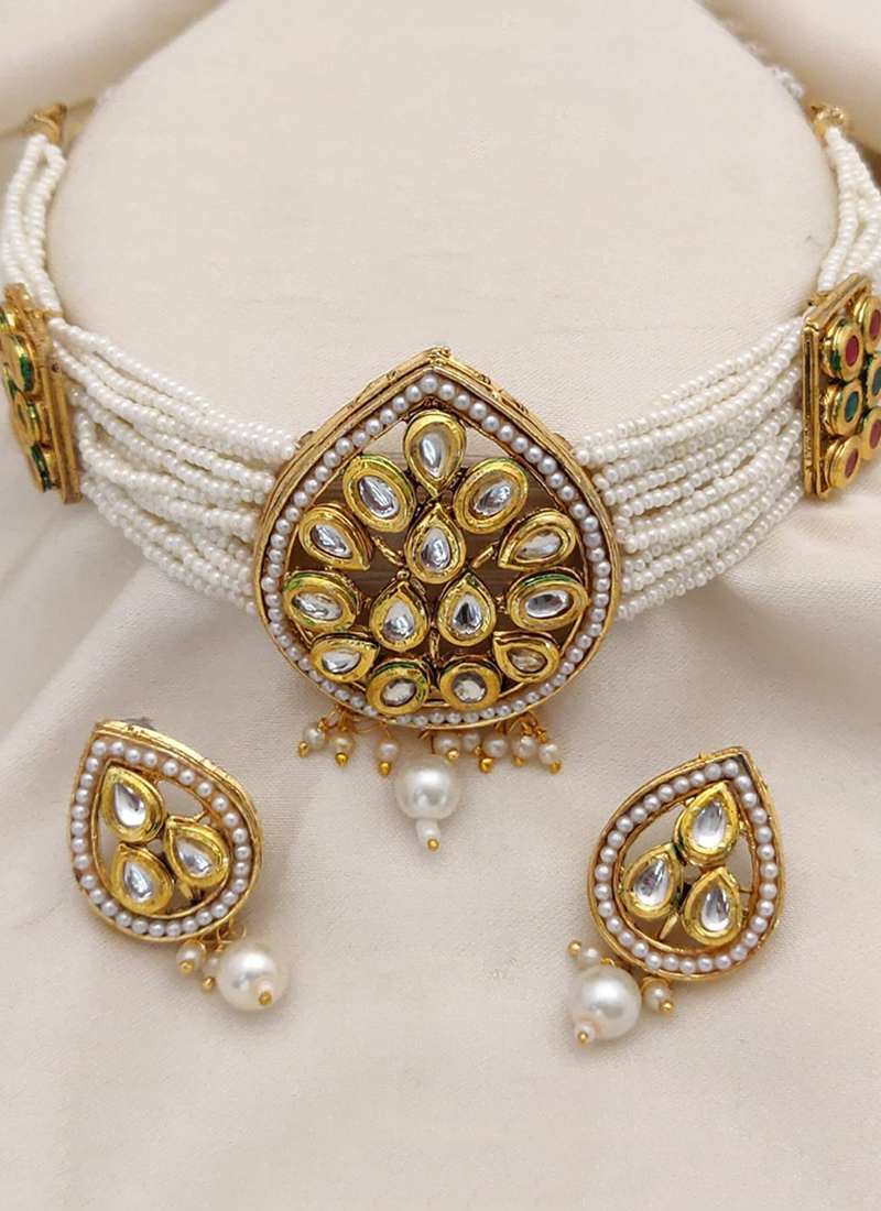 Buy This Designer Premium Quality Brass High Gold Antique Moti Choker ...