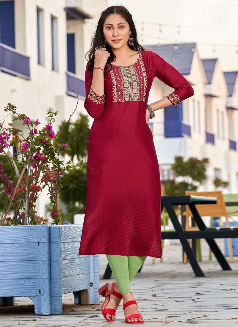 Solid Vol 15 Two Tone Rayon Wholesale Kurtis 6 Pieces Catalog Catalog