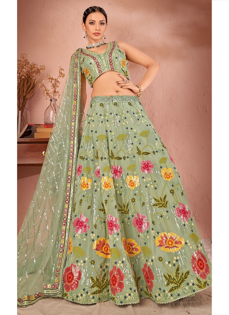 Festivals 1 Georgette Net Wholesale Readymade Lehenga Cholis 4 Pieces ...
