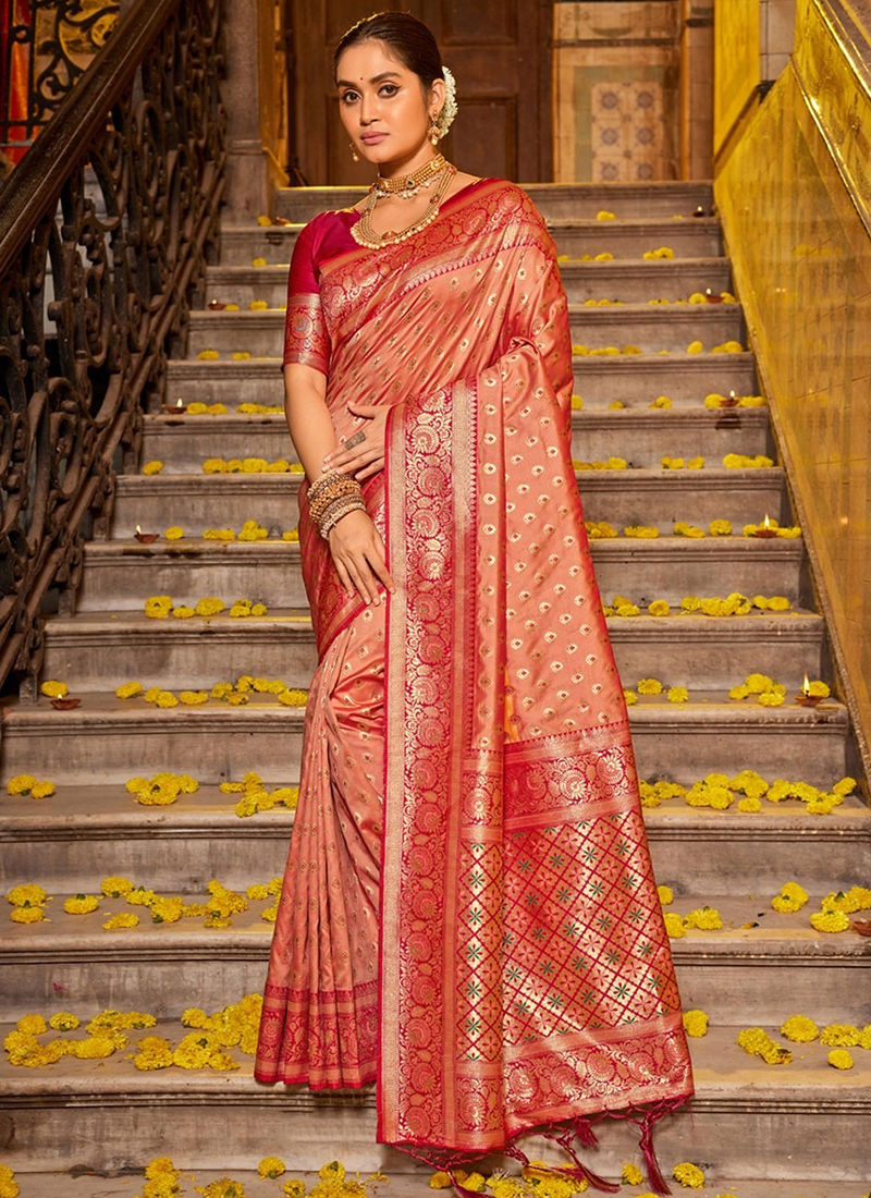 Buy Tradional Wear Gajri Weaving Banarasi Silk Saree Online From Surat ...