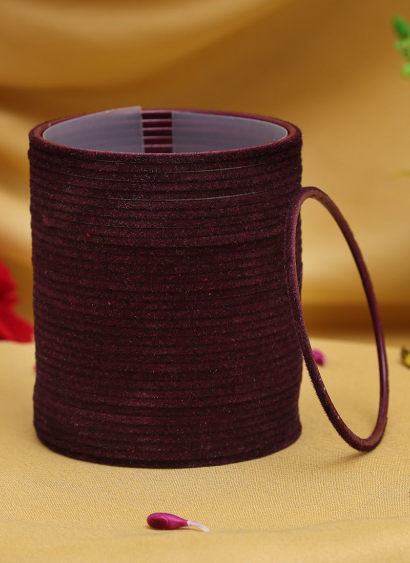 Buy Party Wear Wine Color 2 Set Of Fashion Bangles Online From Surat ...