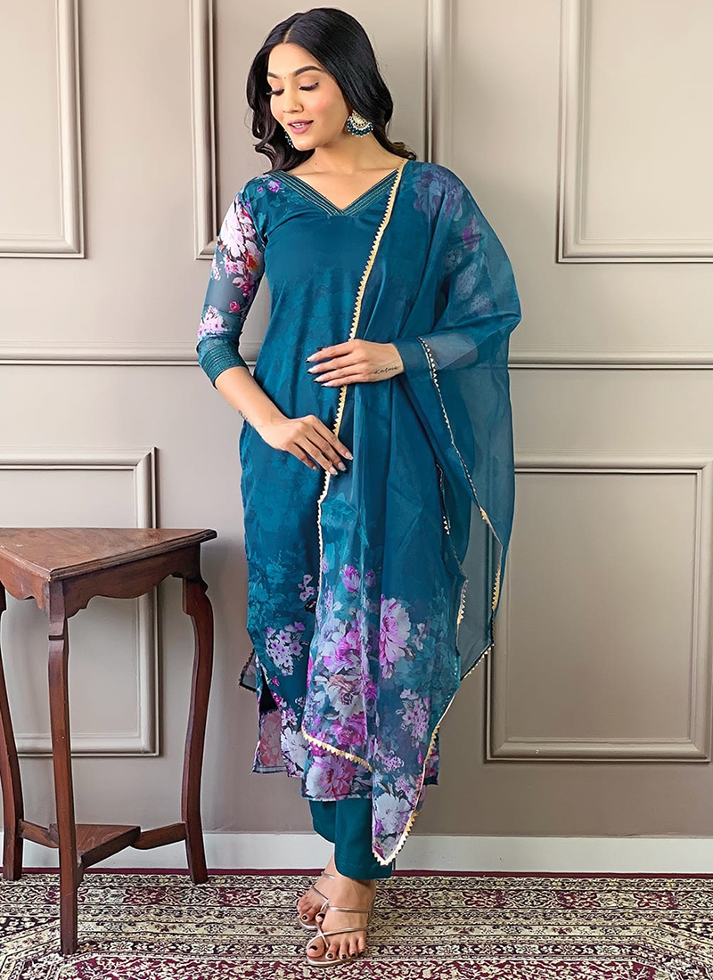 Buy Morpeach Pure Organza Printed Traditional Wear Readymade Kurti Set ...