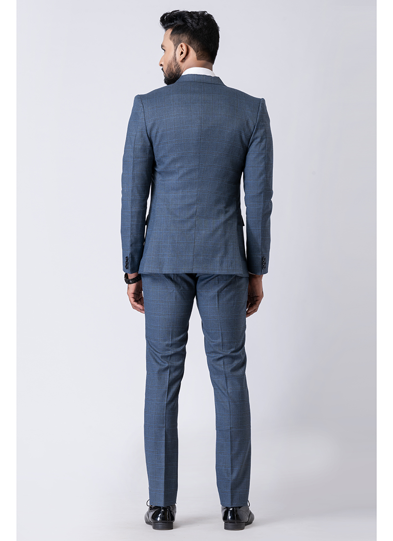 Buy Light Blue Polyster Mix Stylish Ceremonial Wear Tuxedo Suit Online ...