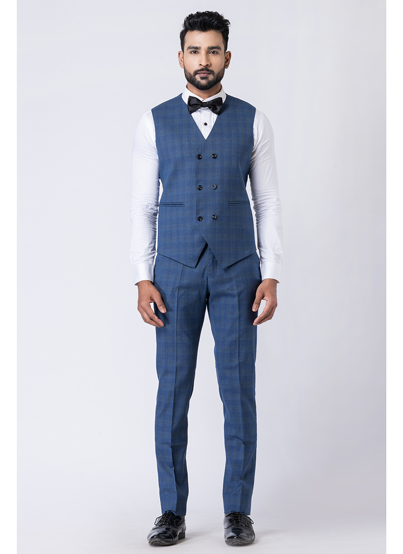 Buy Light Blue Polyster Mix Stylish Ceremonial Wear Tuxedo Suit Online ...