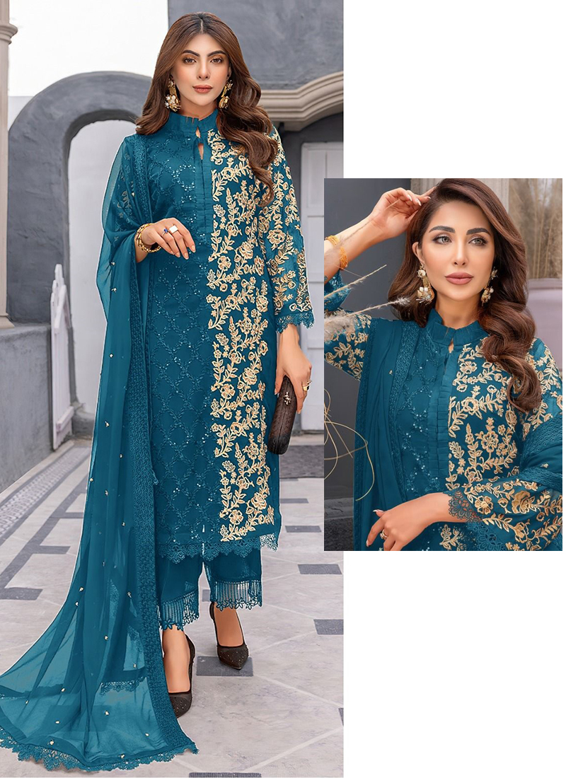 Aadila5039 Georgette Wholesale Pakistani Suit 5 Pieces Catalog Catalog