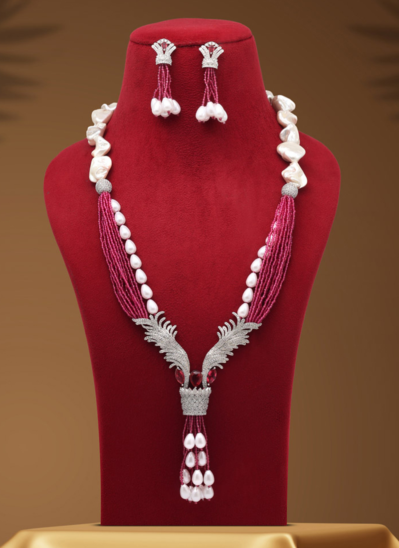 Pista Green Monalisa Stone Premium American Diamond Necklaces Set Catalog