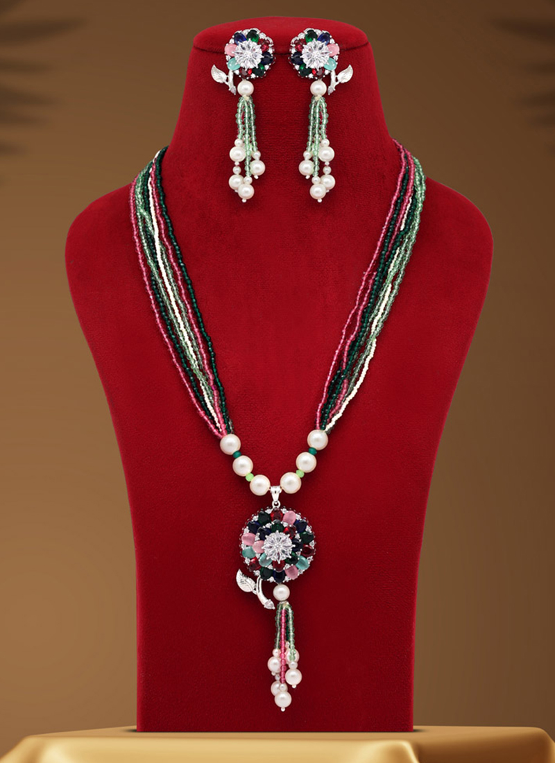 Multi Premium American Diamond Necklace Set Catalog