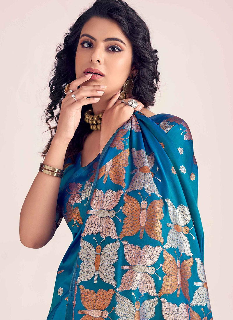 Buy Morpeach Banarasi Silk Weaving Party Wear Saree Online From Surat ...