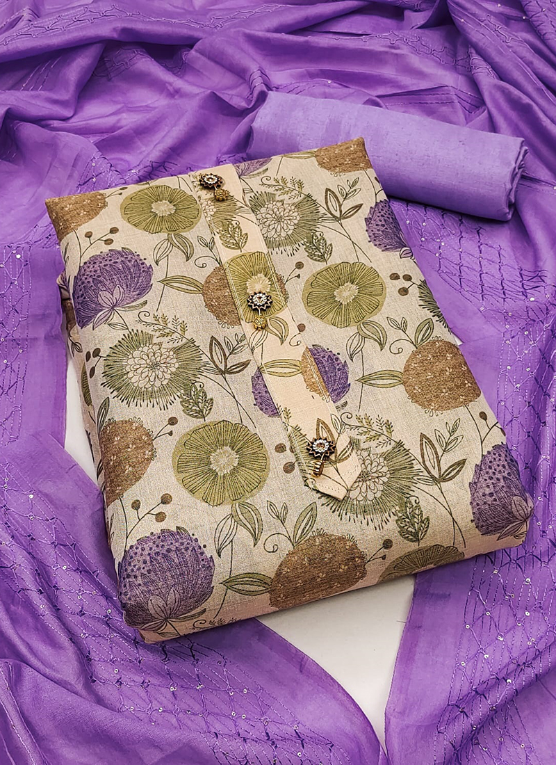 Buy Violet Erode Silk Chanderi Croset Work Wedding Wear Dress Material ...