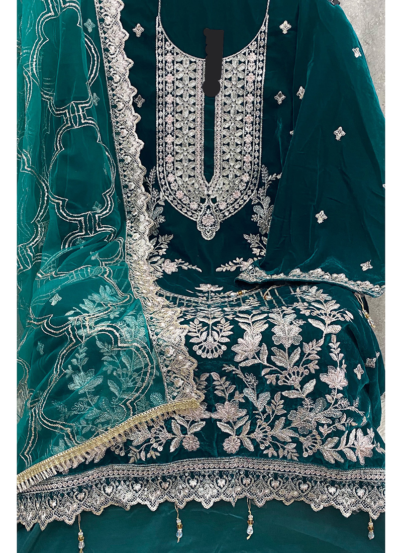 Buy Rama Velvet Embroidery Work Wedding Wear Pakistani Suit Online From ...