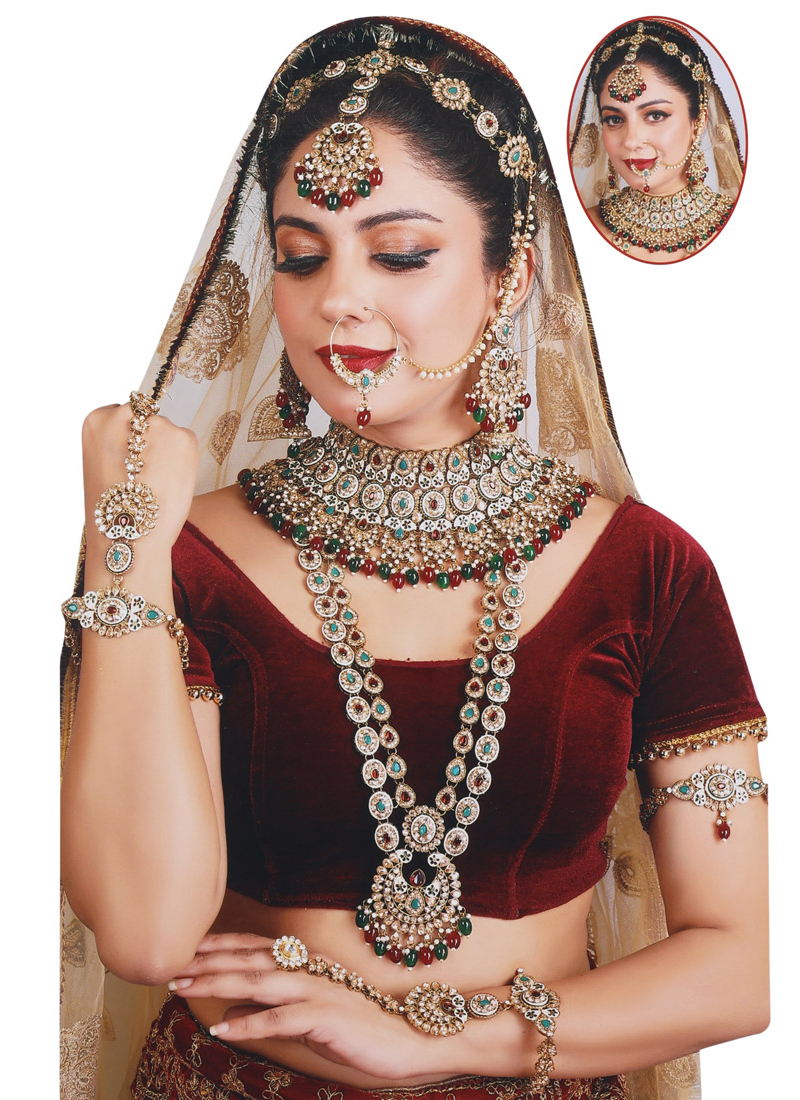 Green Color Kundan Dulhan Set Catalog