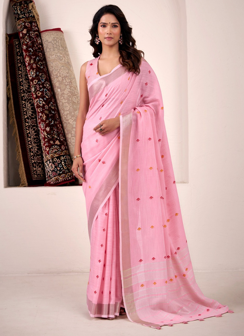 Linen Silk Casual Wear Saree 6 Pieces Catalog Catalog