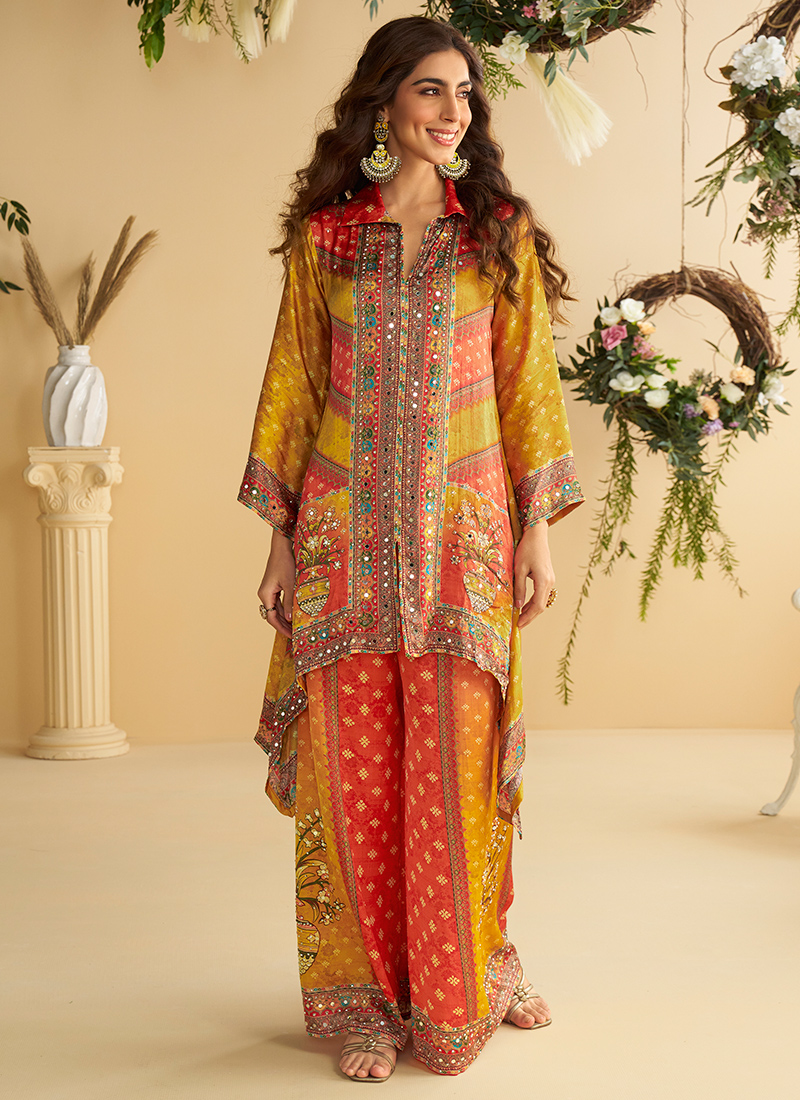 Crepe Silk Party Wear Readymade Cord Set 3 Pieces Catalog Catalog