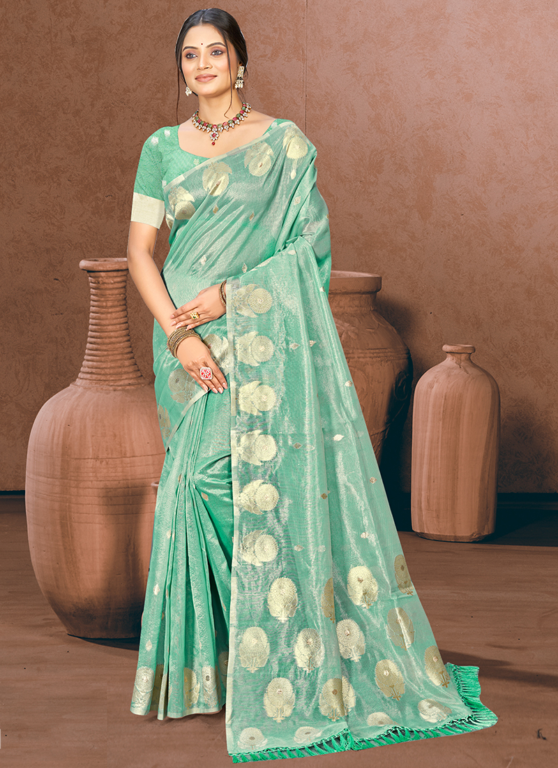 Buy Sea Green Munga Kota Weaving Work Wedding Wear Saree Online From ...