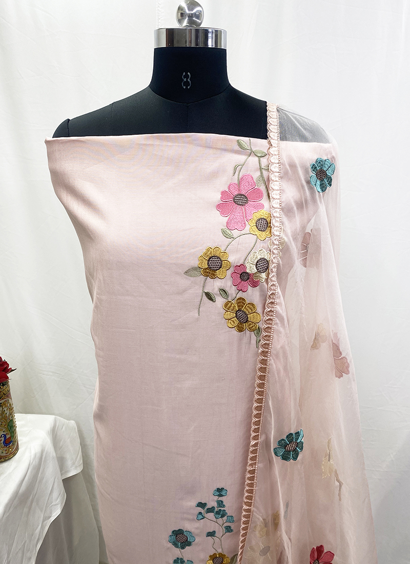 Buy Peach Modal Thread Work Office Wear Dress Material Online From ...