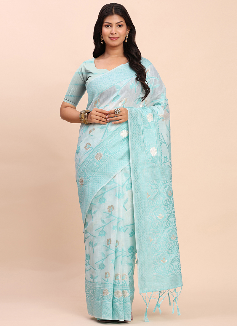Linen Cotton Daily Wear Saree 6 Pieces Catalog Catalog