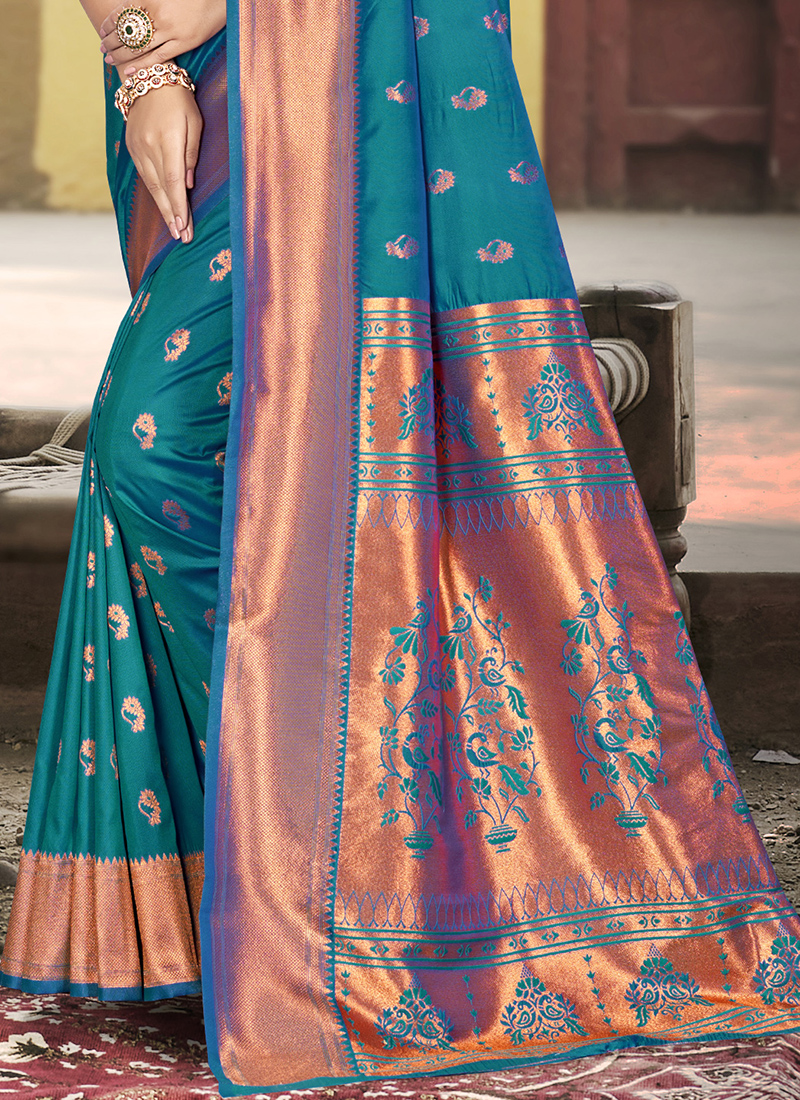 Buy Morpeach Silk Weaving Ceremonial Wear Saree Online From Surat ...