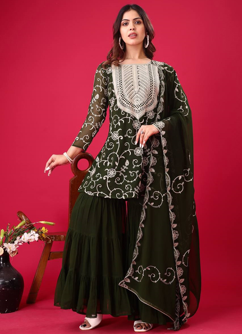 Heavy Georgette Wholesale Readymade Sharara Suit 2 Pieces Catalog Catalog