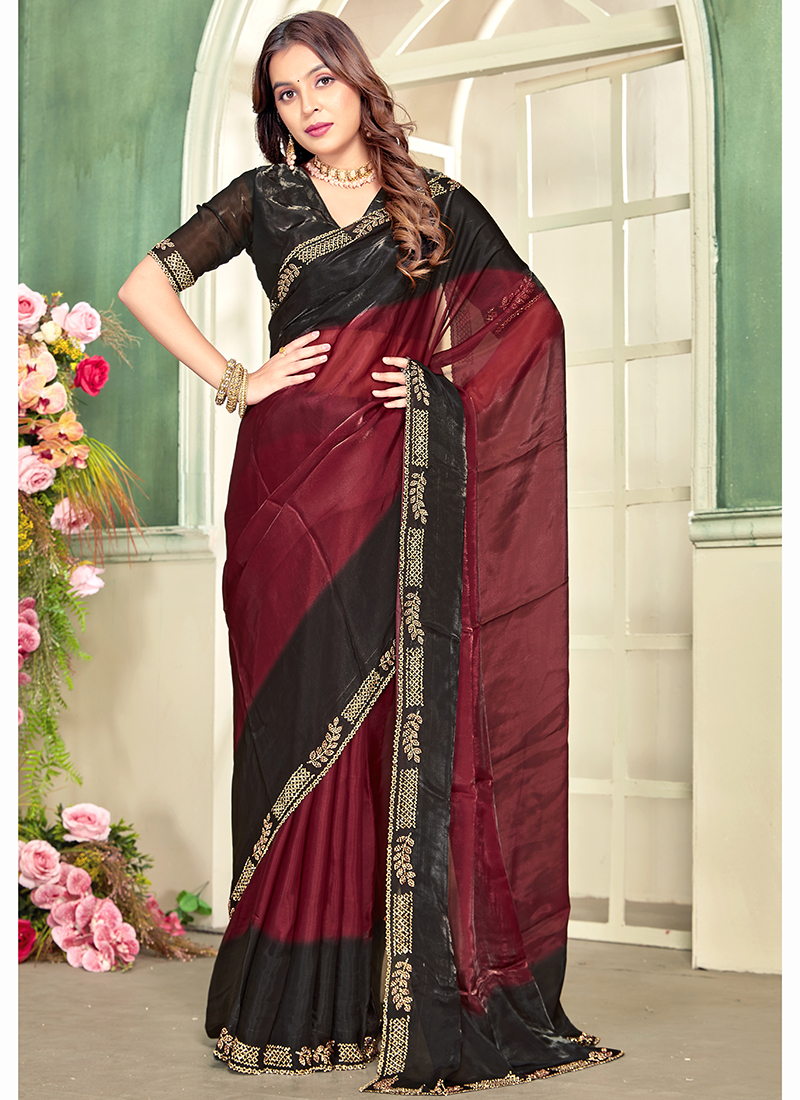 Satin Silk Party Wear Saree 5 Pieces Catalog Catalog