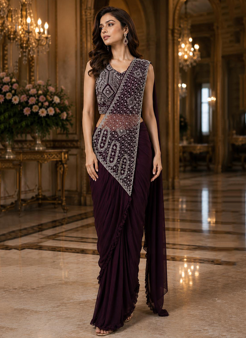 Lycra Festival Wear Readymade Saree 4 Pieces Catalog Catalog