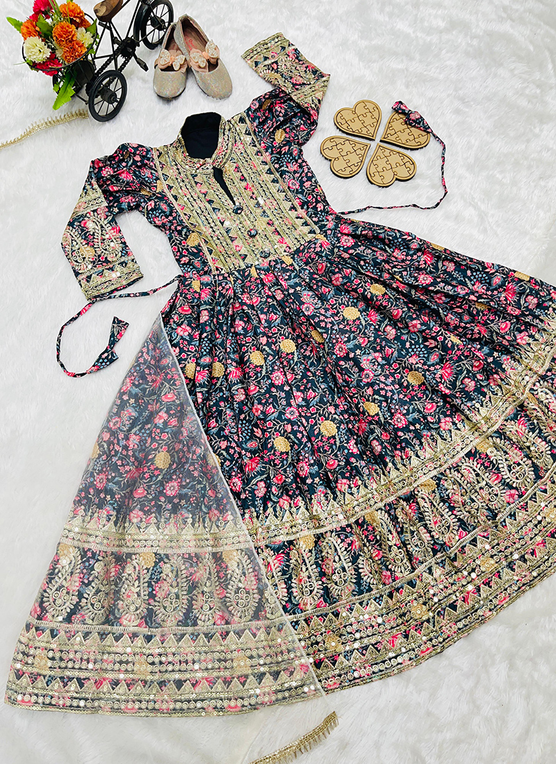 Buy Multicolor Chinon Silk Digital Print3-4,5-6,7-8,9-10,11-12,13-14,14 ...