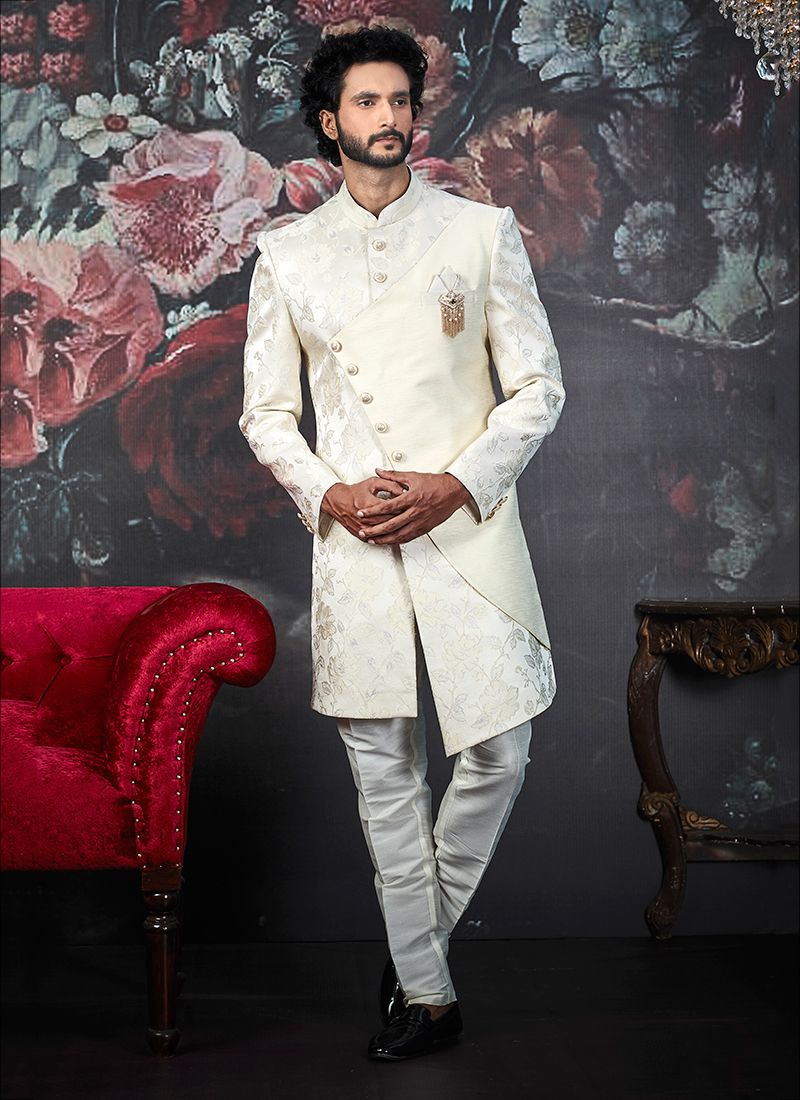 Jacquard Silk New Designer Indo Western And Nawabi Sherwanis Collection ...